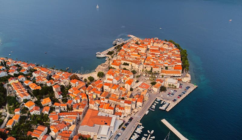 Croatia, Korcula Island. Aerial Photography. Stock Image - Image of ...