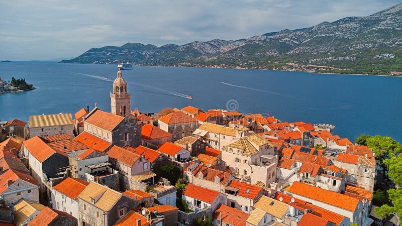 Croatia, Korcula Island. Aerial Photography. Stock Image - Image of ...