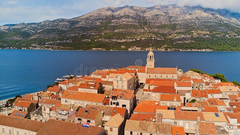 Croatia, Korcula Island. Aerial Photography. Stock Image - Image of ...