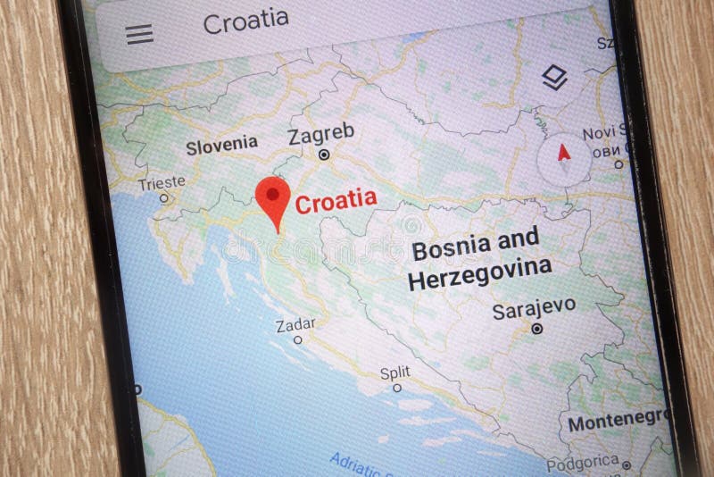 Croatia Location on Google Maps Displayed on a Modern Smartphone ... Croatia Location on Google Maps Displayed on a Modern Smartphone ...