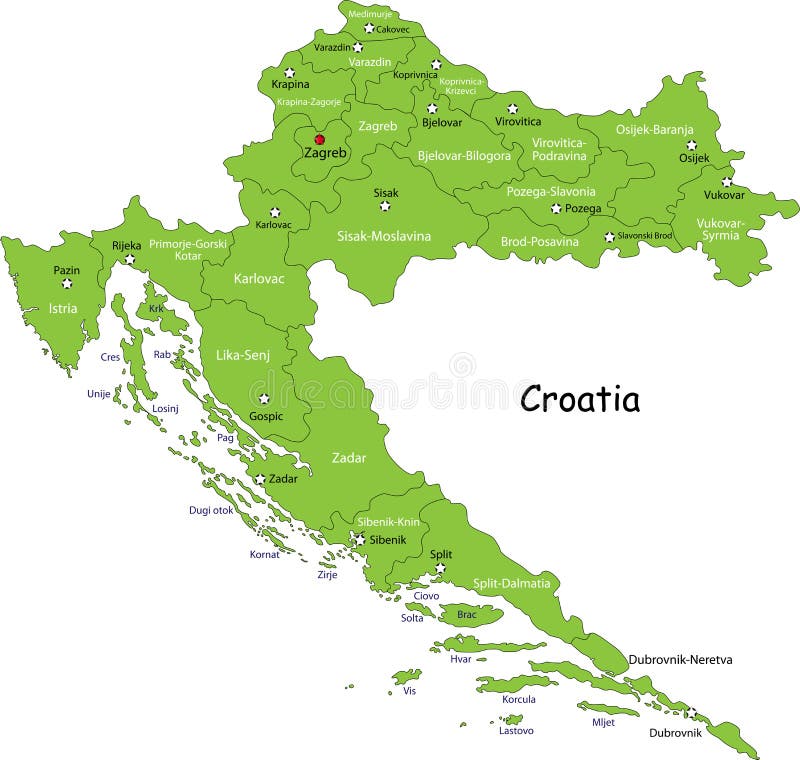 Croatia map stock illustration. Illustration of bosnia - 32974535