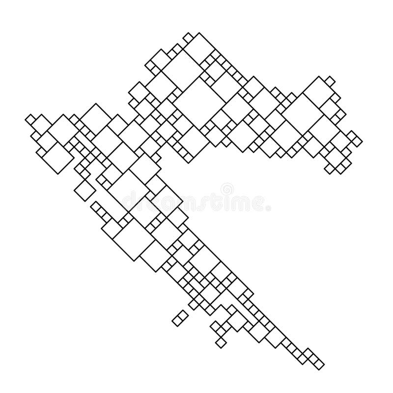 Croatia Map from Black Pattern from a Grid of Squares of Different ...