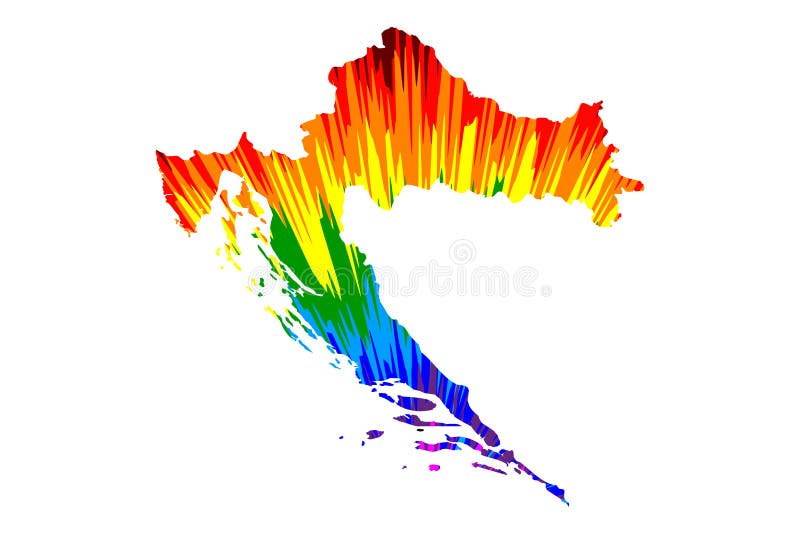 Croatia - Map is Designed Rainbow Abstract Colorful Pattern Stock ...