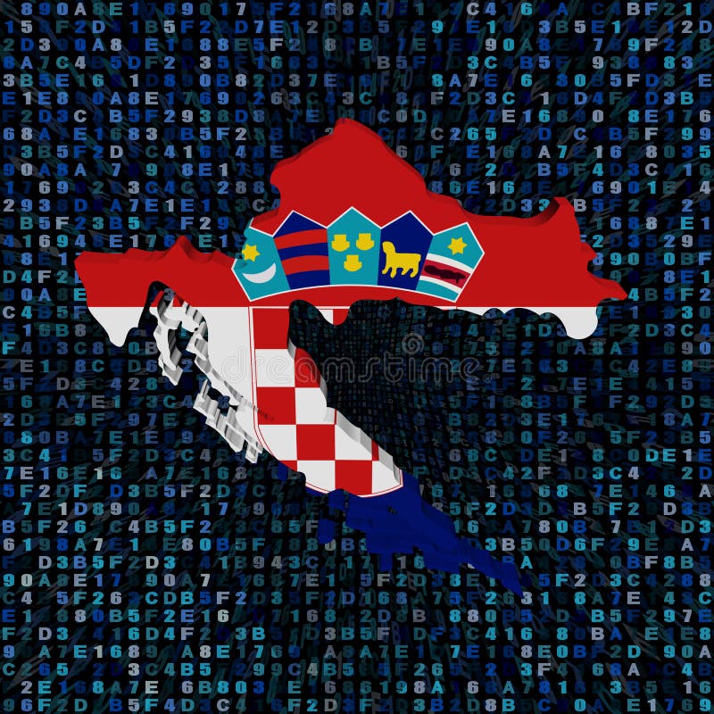 Croatia Map Flag on Hex Code Illustration Stock Illustration ...