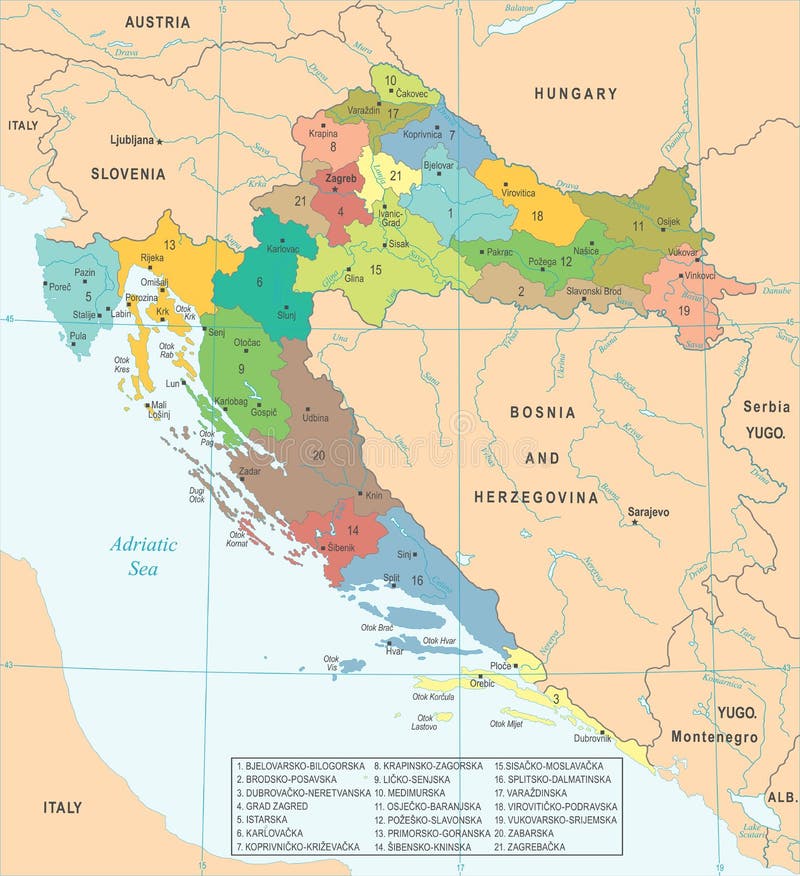 Croatia Map - Detailed Vector Illustration Stock Illustration ...