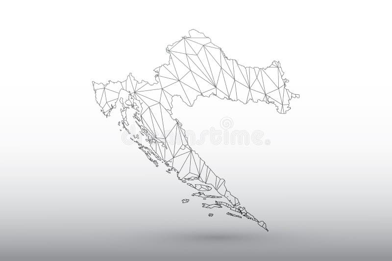 Croatia Map Vector of Black Color Geometric Connected Lines Using ...
