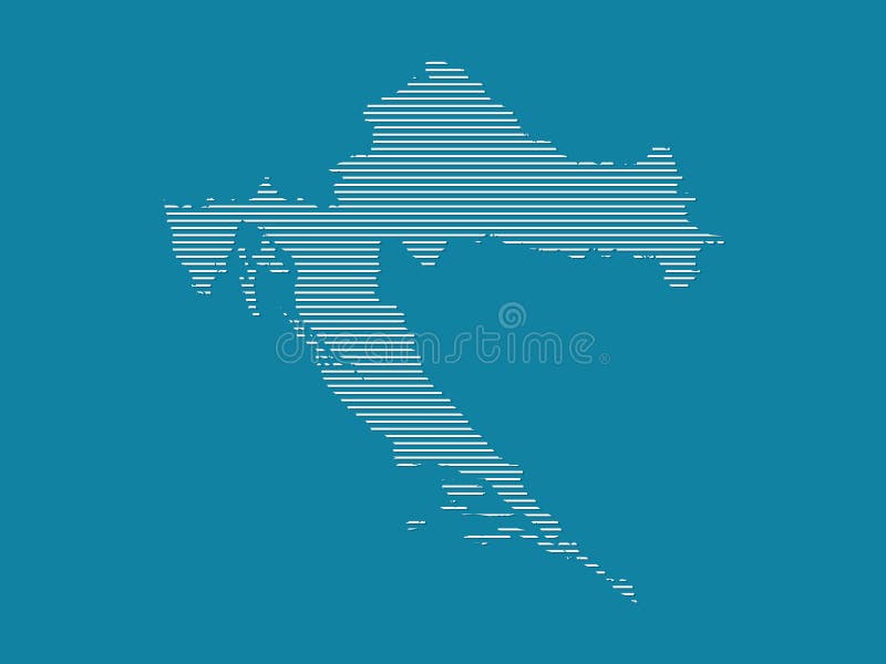 Croatia Map Vector Illustration Using Simple Straight Lines of White ...