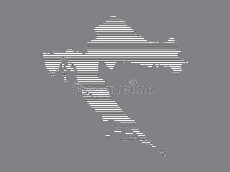 Croatia Map Vector Illustration Using Simple Straight Lines of White ...