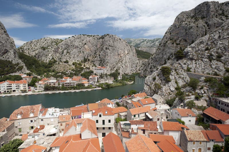 Panorama of Town Omis in Croatia Stock Image - Image of omis ...
