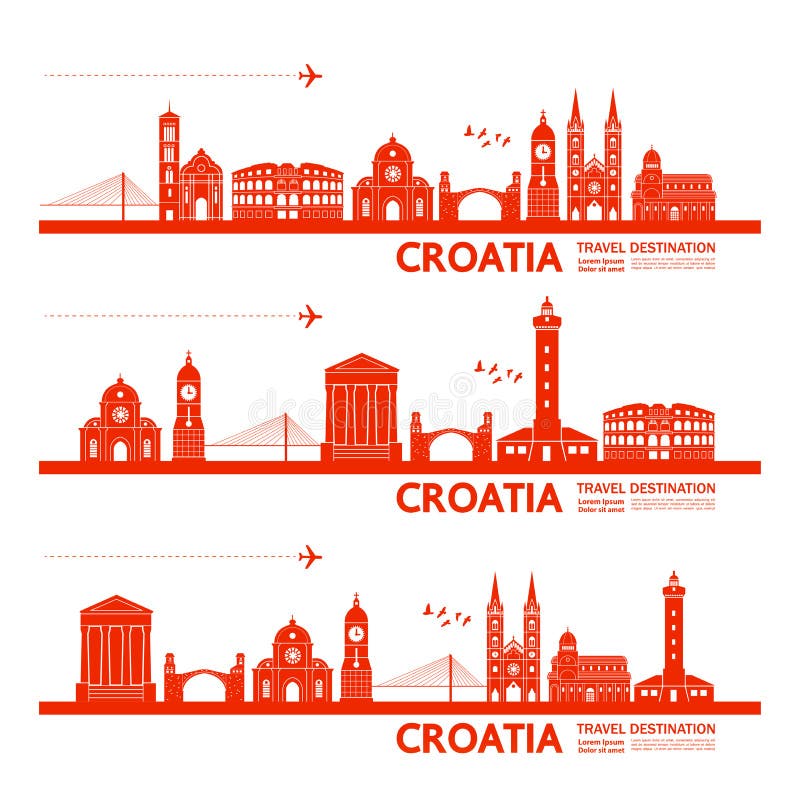 Croatia Travel Destination Grand Vector Illustration. Stock Vector ...