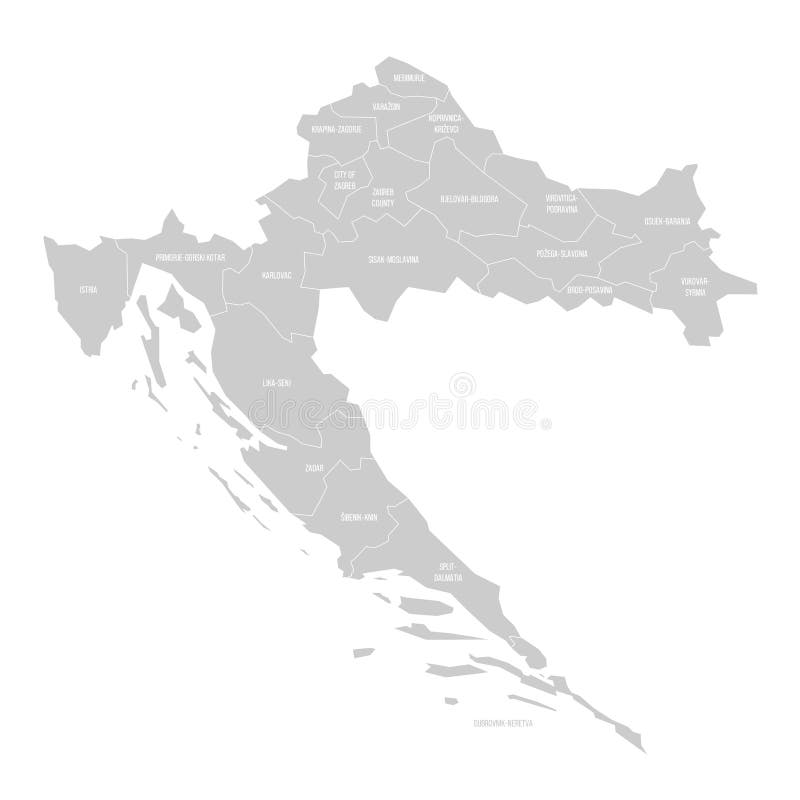 Croatia Political Map of Administrative Divisions Stock Vector ...