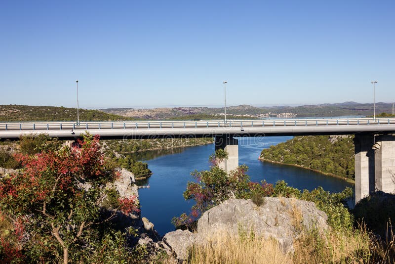 Croatia River Bridge View in Summer Stock Photo - Image of scenery ...