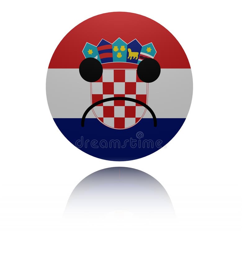 Croatia Sad Icon with Reflection Illustration Stock Illustration ...