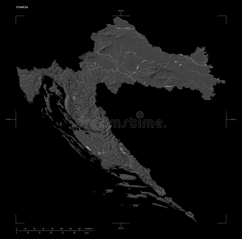 Croatia Shape on Black. Bilevel Stock Illustration - Illustration of nature, continent: 301619035