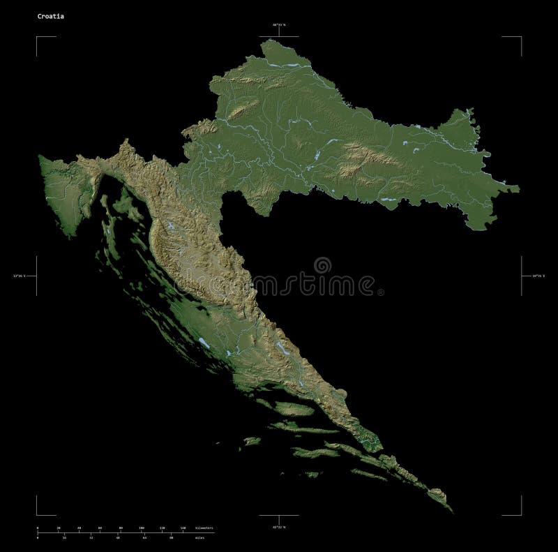 Croatia Shape on Black. Pale Stock Illustration - Illustration of ...