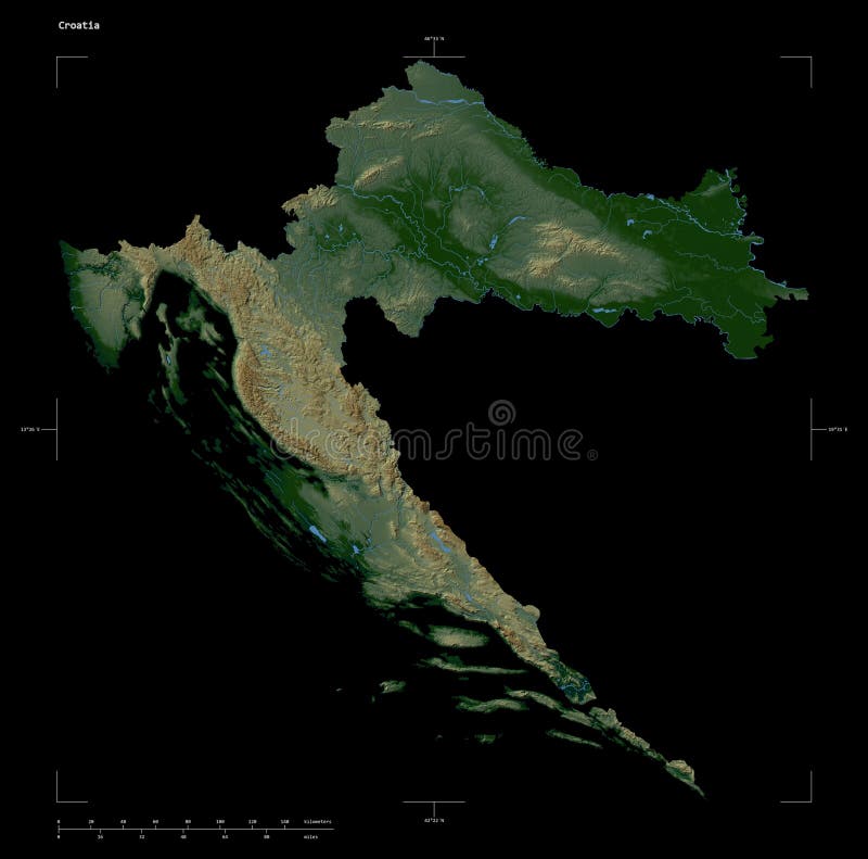 Croatia Shape on Black. Physical Stock Illustration - Illustration of ...