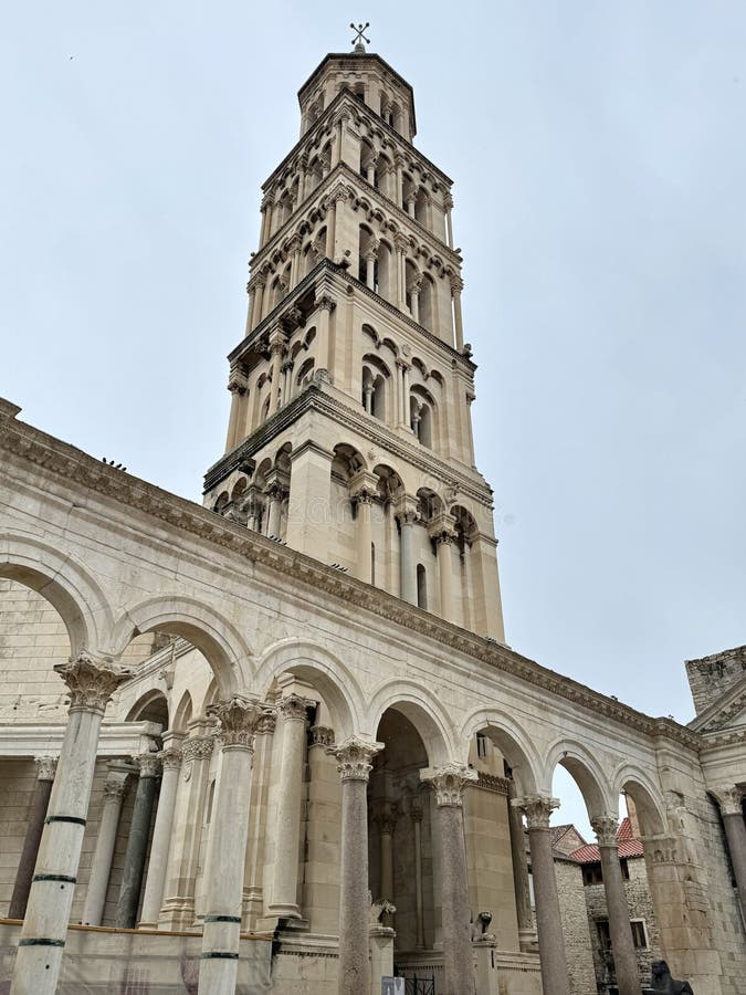 Bell Tower in Cathedral of St Domnius in Split, Croatia Stock Photo ...