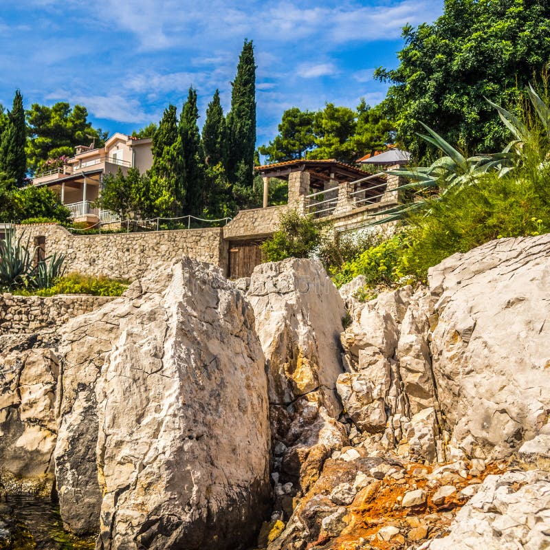 Croatian coast shoreline stock image. Image of adriatic - 48136047