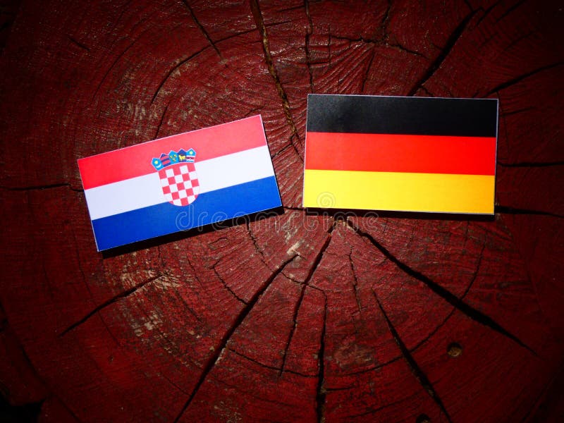 Croatian Flag with German Flag on a Tree Stump Stock Image - Image of ...
