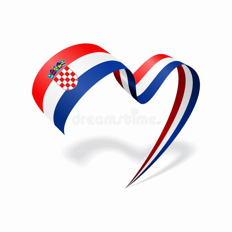 Croatian Flag Heart Shaped Ribbon. Vector Illustration. Stock Vector ...