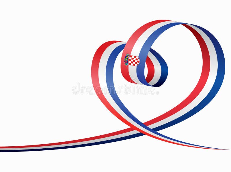 Croatian Flag Heart Shaped Ribbon. Vector Illustration. Stock Vector ...