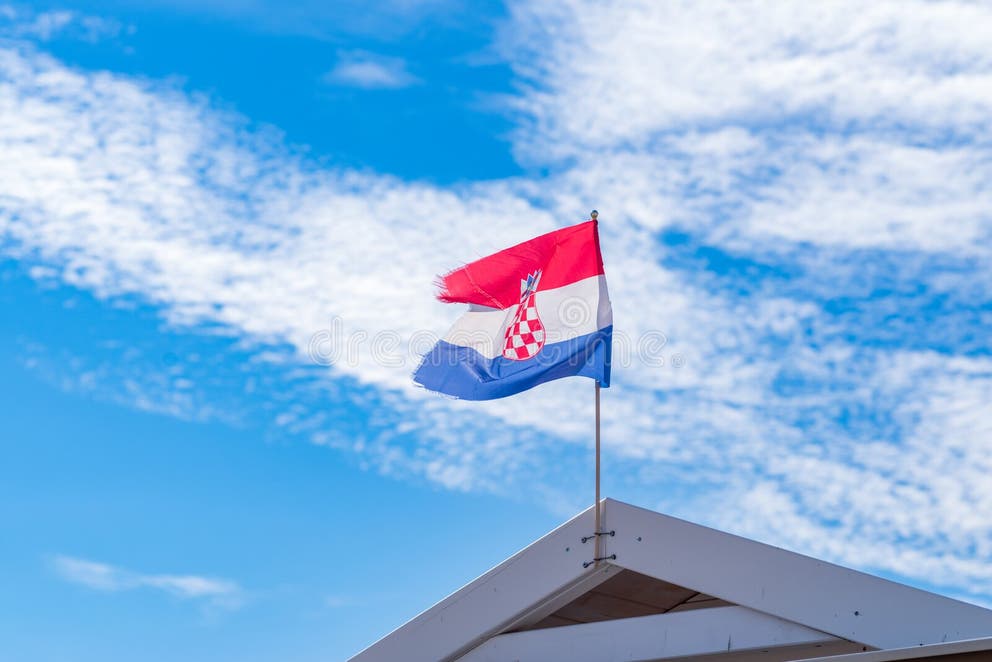 Croatian flag on rooftop stock image. Image of proud - 297983719