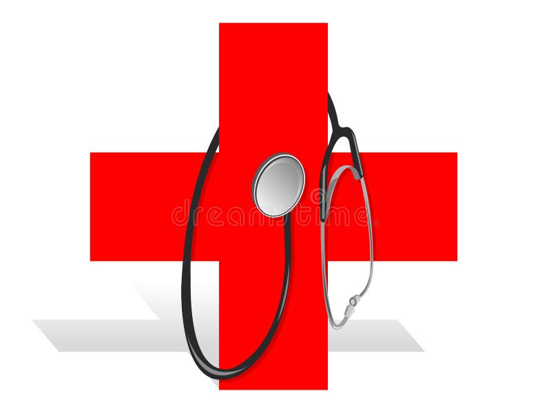 Traversa Medica Rossa Con Il Cuore Di Figura Illustrazione Vettoriale ...