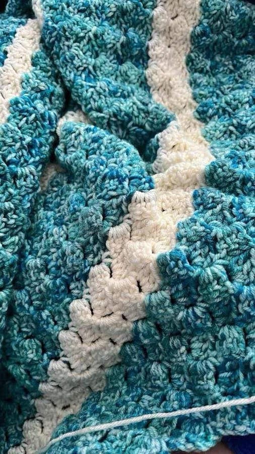 Crochet Blanket in Progress Stock Photo - Image of reef, azure: 380493242