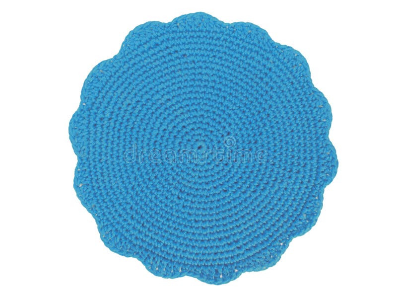 Crochet Blue Place Mat on White Background Stock Photo - Image of doily ...