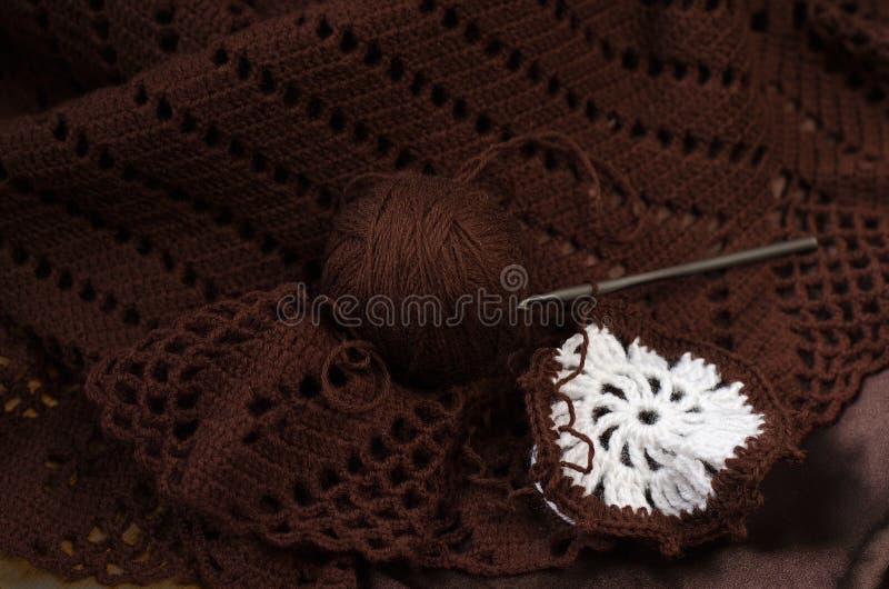 Crochet brown yarn stock image. Image of single, product - 52393749