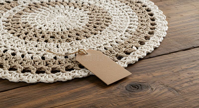 Crochet Coaster with Tag stock illustration. Illustration of cotton ...
