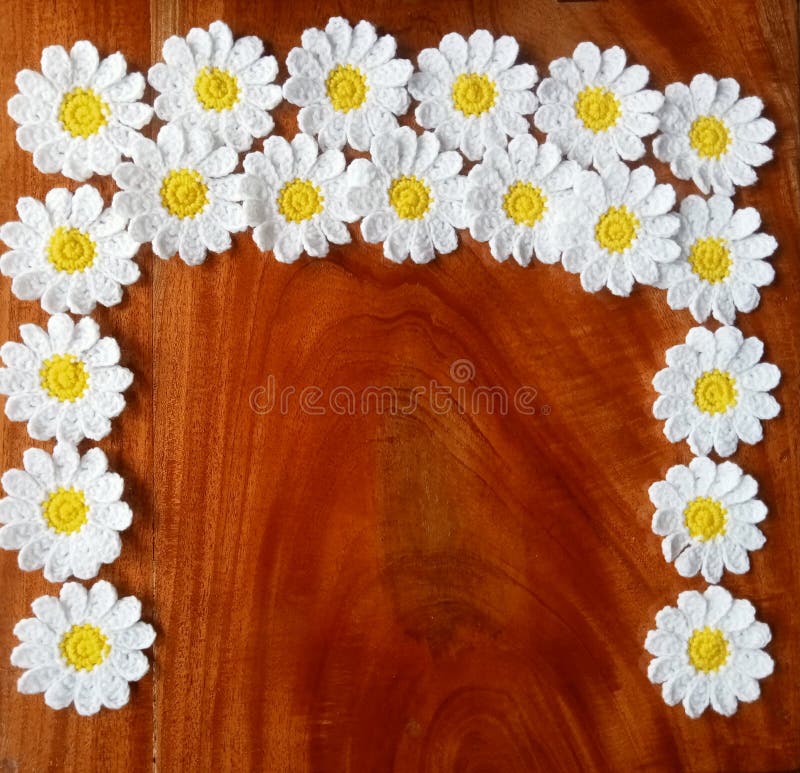Crochet Daisy Flowers Background Texture Abstract Handmade Crafts Stock ...