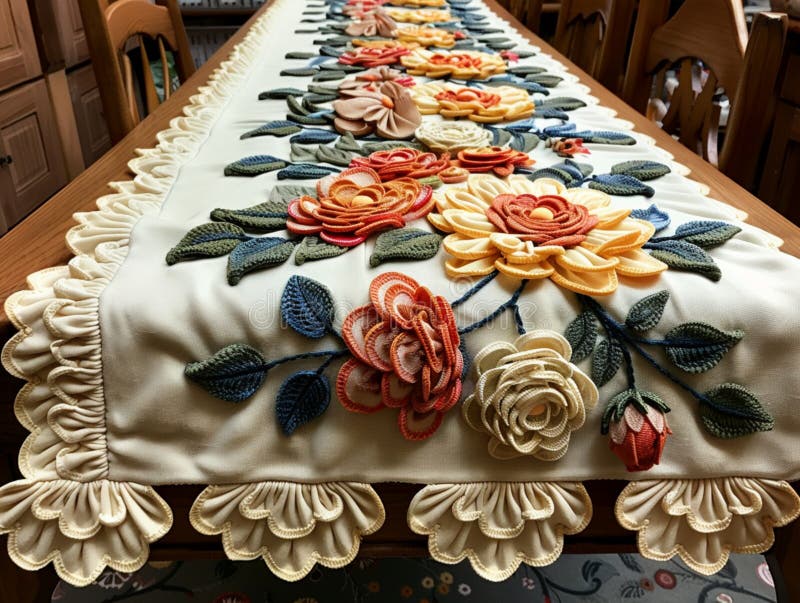 Crochet Dining Mat: Handmade Sophistication for Stylish Tables Stock ...