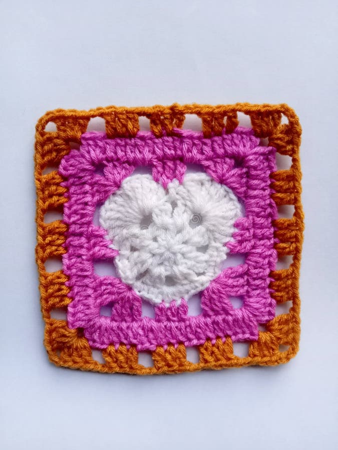 Crochet Granny Squares Heart Pattern Background Texture Abstract ...