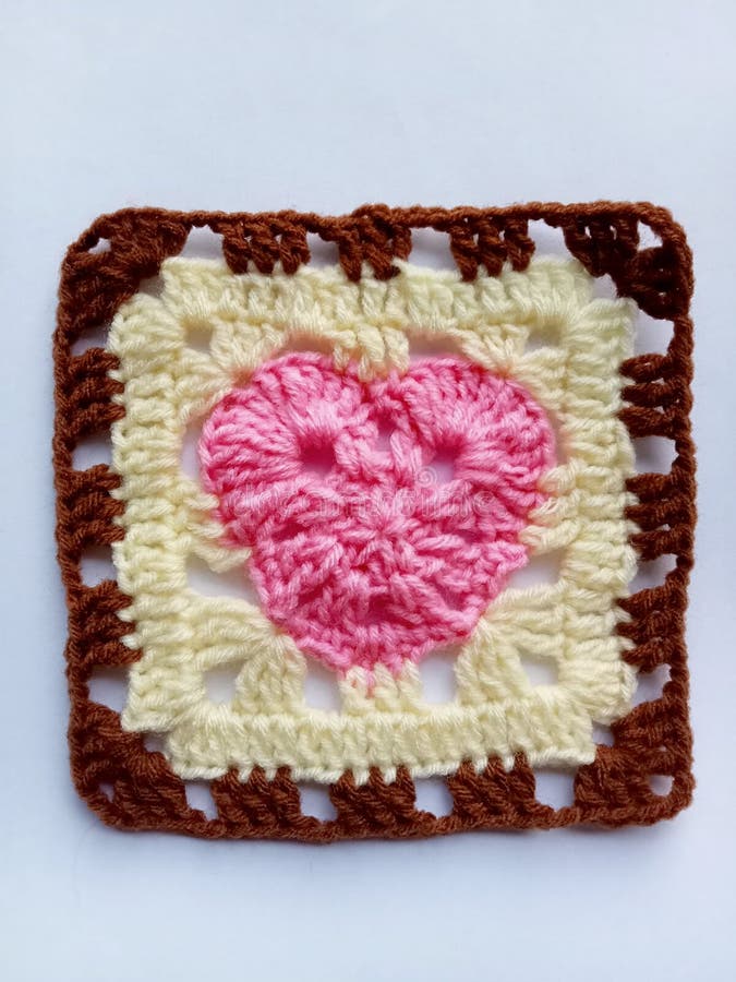 Crochet Granny Squares Heart Pattern Background Texture Abstract ...