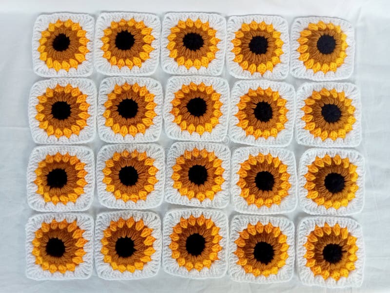 Crochet Granny Square Daisy Flowers Multicoloured Background Texture ...