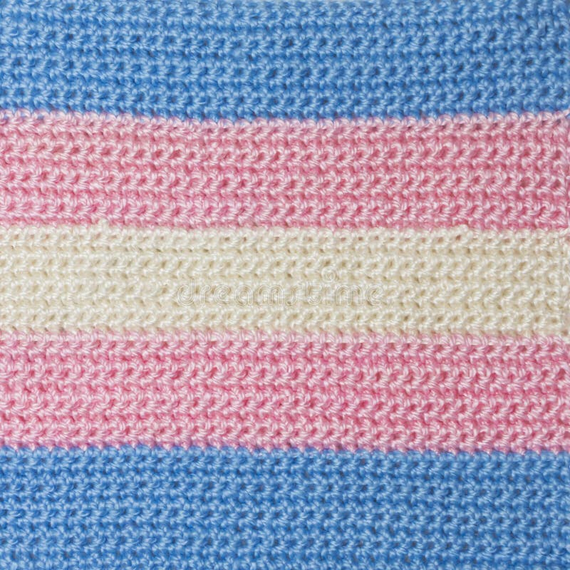 A Crochet Handmade Transgender Pride Flag in a Square Form. Stock Photo ...