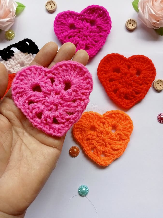 Crochet Heart Pattern Background Texture Handmade Abstract for ...