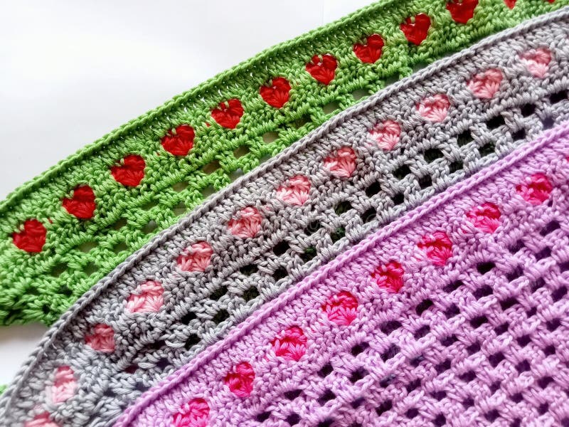 Crochet Hairband Heart Pattern Handmade Stock Image - Image of flooring ...