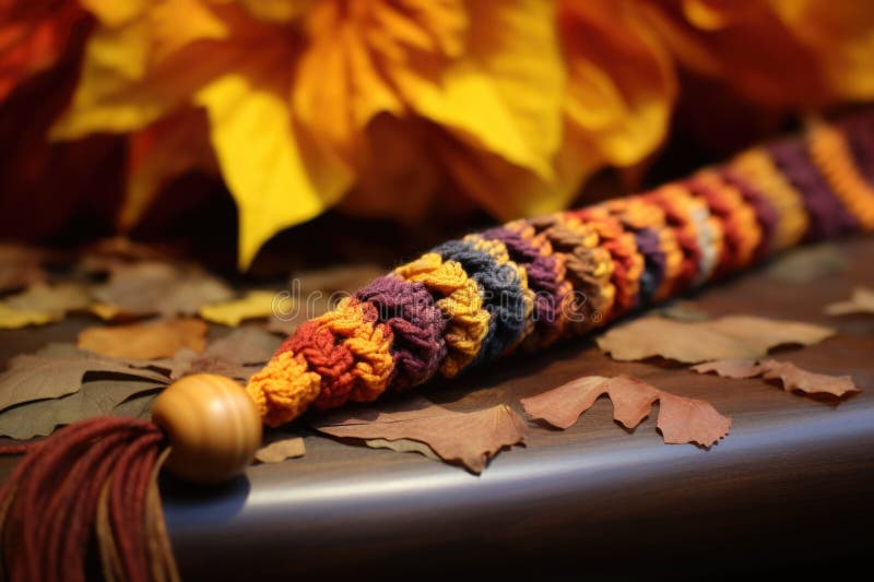 A Crochet Hook with a Strip of Fall-themed Pattern Stock Image - Image ...