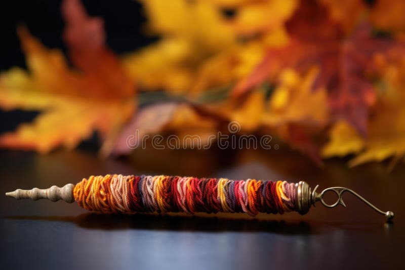 A Crochet Hook with a Strip of Fall-themed Pattern Stock Photo - Image ...