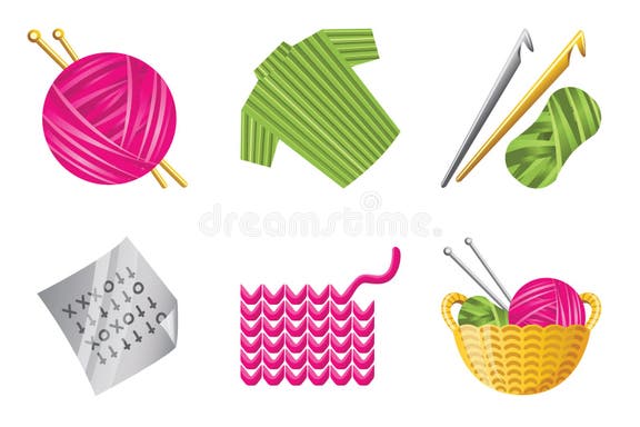 Crochet icon set stock vector. Illustration of knitting - 17033514