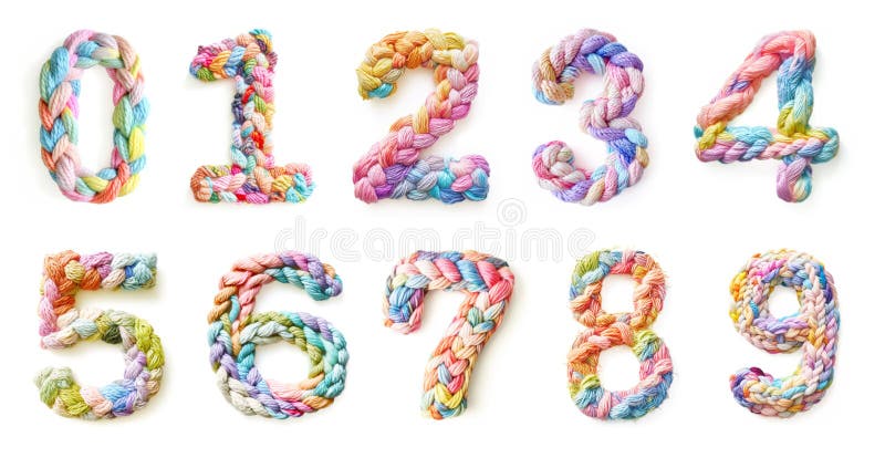 Crochet Knitted Numbers Set Stock Illustration - Illustration of design ...