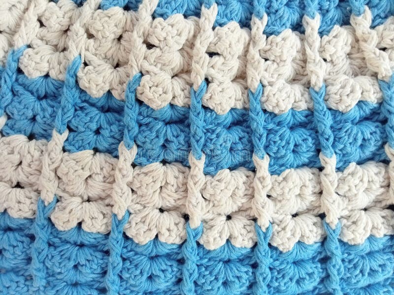 Crochet Pattern Background Texture Abstract Handmade Blue White Colour ...