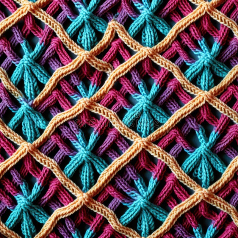 Crochet Pattern Seamless Texture for 3D, Colored Croche Textura Stock ...