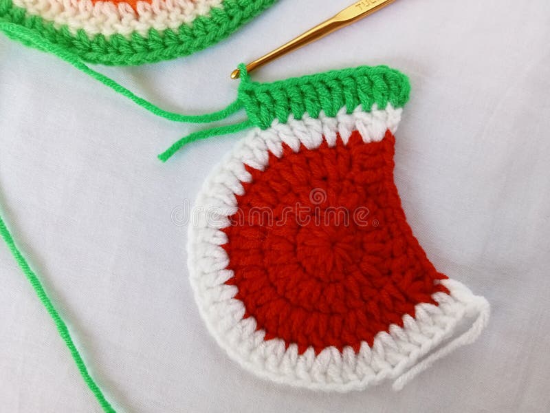 Crochet Pattern Watermelon Hook Red White Green Stock Photo - Image of ...