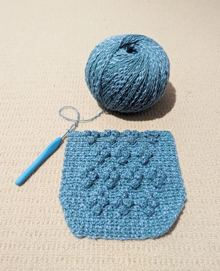 Crochet in Progress Featuring a Teal Bobble Stitch that Will Become a ...