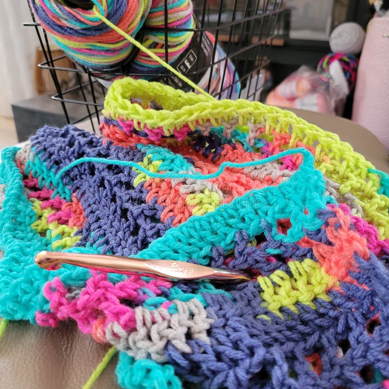 Crochet project stock image. Image of design, purple - 222657469