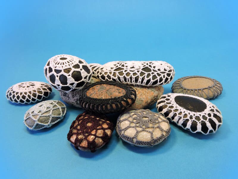 Crochet stones stock image. Image of handmade, oval, create - 80673759