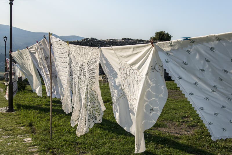 Crochet tablecloths stock photo. Image of outside, rope - 101380142